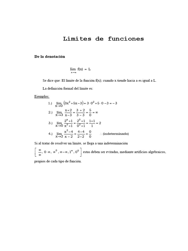 Límites de Funciones: Definición y Ejemplos | PDF | Álgebra | Matemáticas