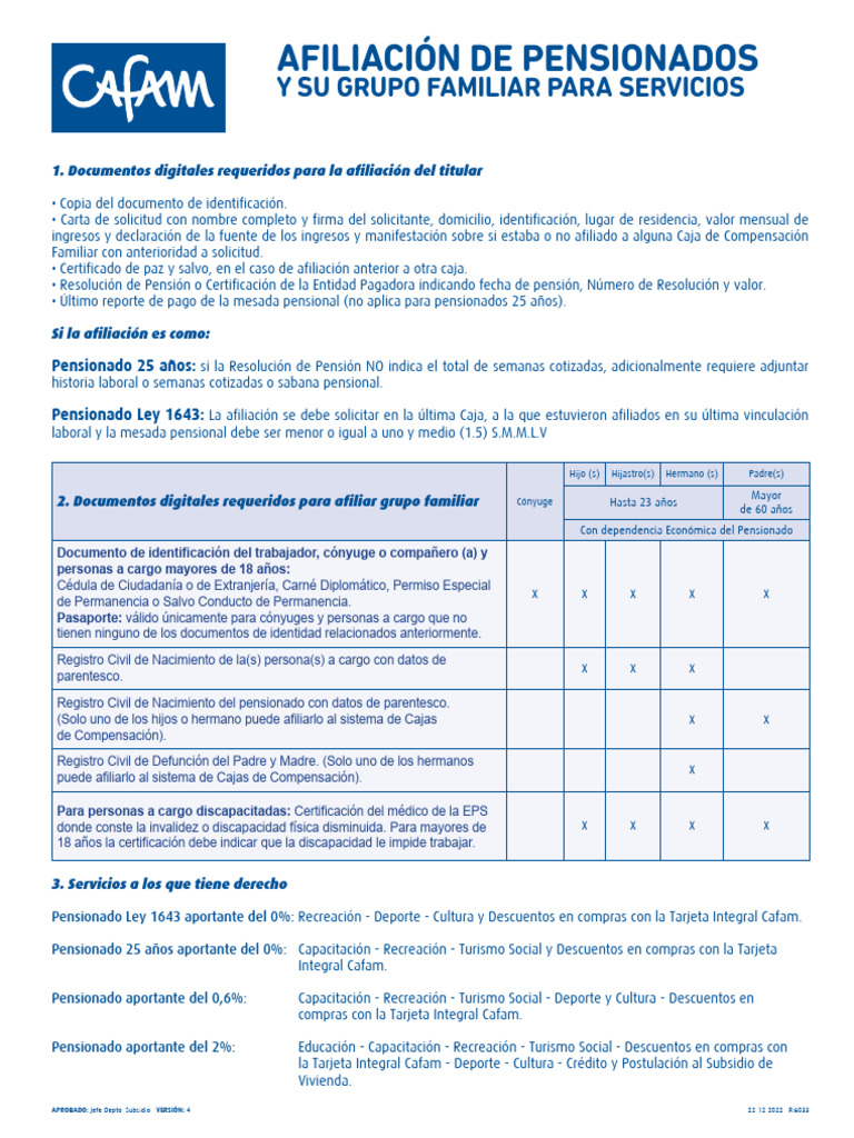 Guia Documentos Afiliaci N Pensionados Grupo V4 | PDF | Documento de identidad | Gobierno y ...