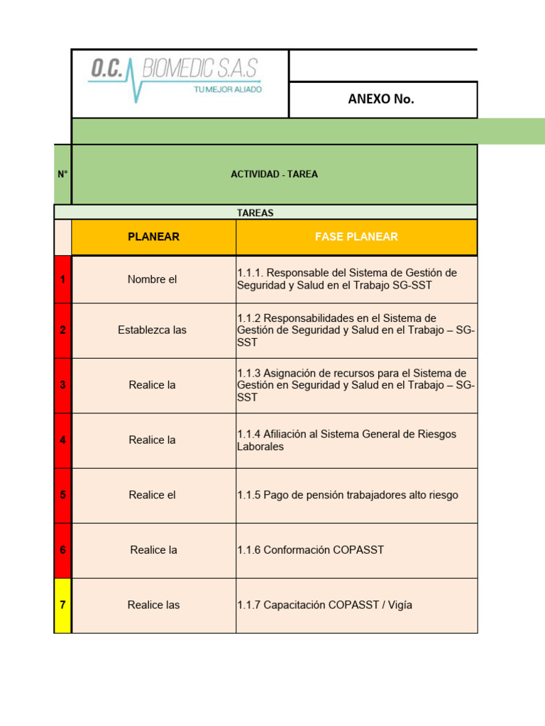 Anexo 08. Plan de Trabajo a b c d Capacitaciones Inspecciones Emo | PDF ...