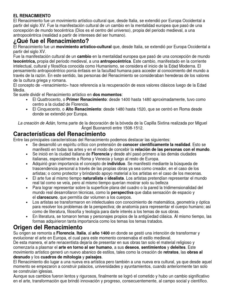 El Renacimiento | PDF | Renacimiento | Florencia