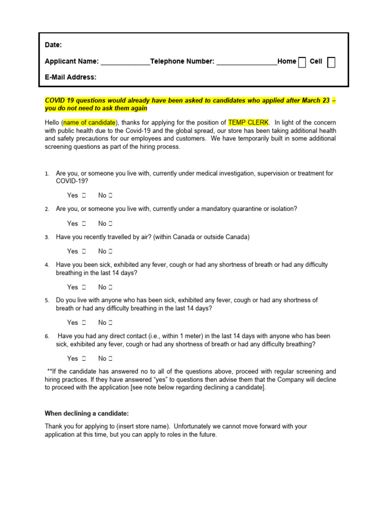 Screener Interview Guide - Human Resources | PDF | Workweek And Weekend