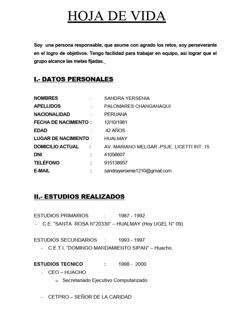 Curriculum Sandra | PDF