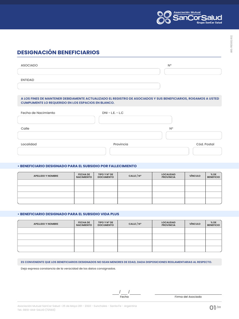 Actualización de Beneficiarios | PDF
