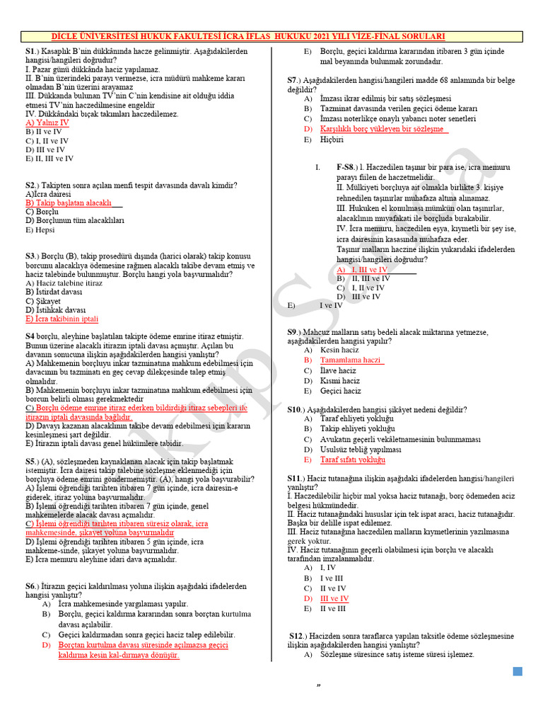 İcra Sinav Sorulari | PDF