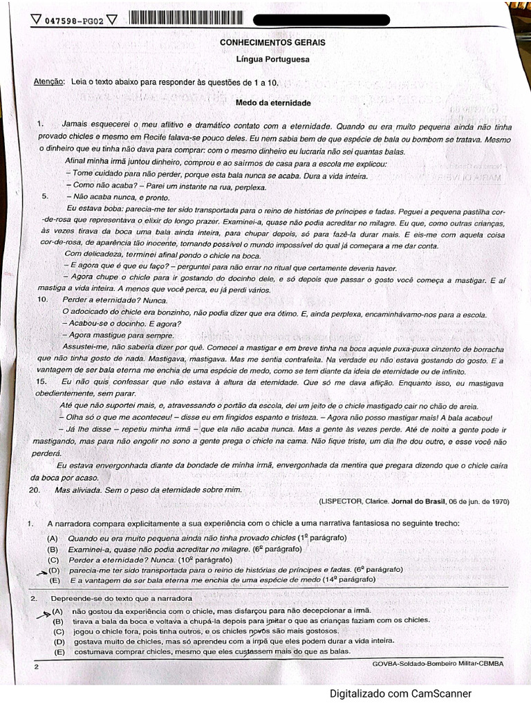 Prova Bombeiro BA 2 | PDF