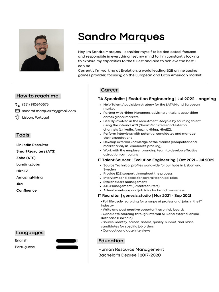CV Sandro Marques | PDF | Recruitment | Business