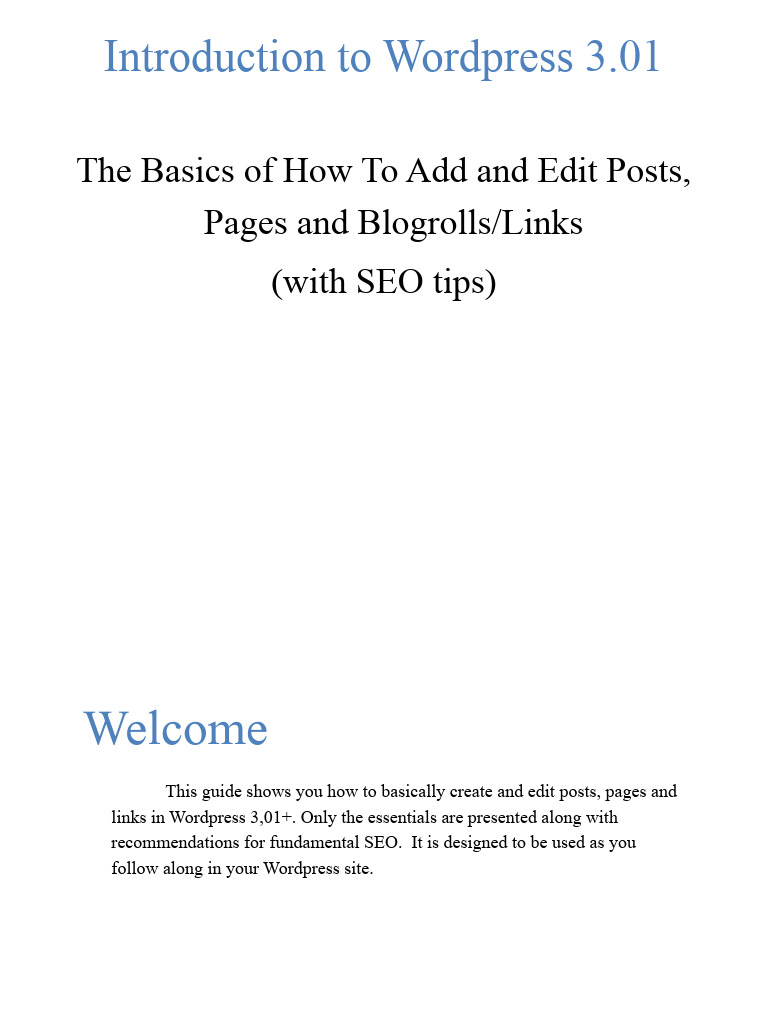 WordPress Pages Posts Medias | PDF | Hyperlink | Search Engine Optimization