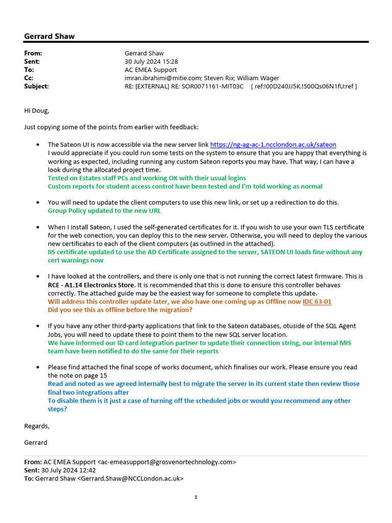 Grosvenor Response Sateon Upgrade | PDF | Databases | Information Privacy