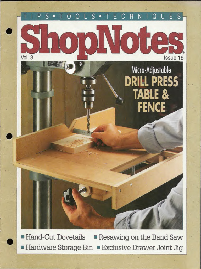 ShopNotes #18 (Vol. 03) - Drill Press Table and Fence - Text | PDF ...