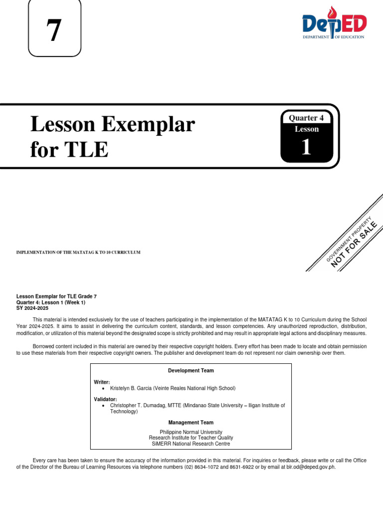 Q4 - LE - TLE 7 - Lesson 1 - Week 1 | PDF | Welding | Construction
