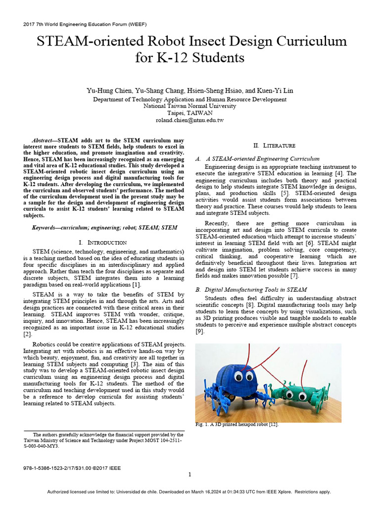 STEAM Robot Insect Curriculum for K-12 | PDF | Curriculum | Science ...