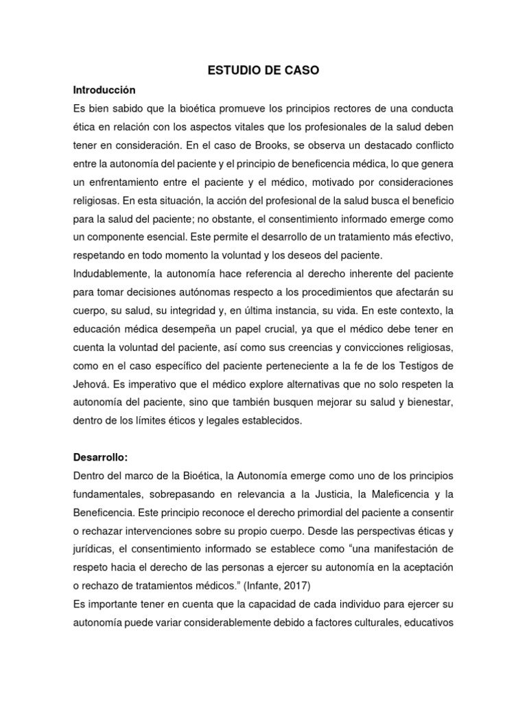 El Caso de Brooks | PDF | Bioética | Consentimiento informado El Caso de Brooks | PDF | Bioética | Consentimiento informado