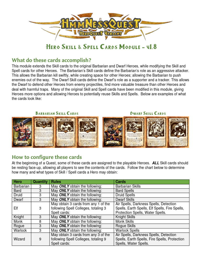 Hero Skill & Spell Cards Module - v1.8-8 | PDF