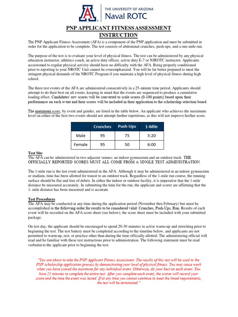 PNP Applicant Fitness Assesment (AFA) | PDF | Anatomical Terms Of Motion