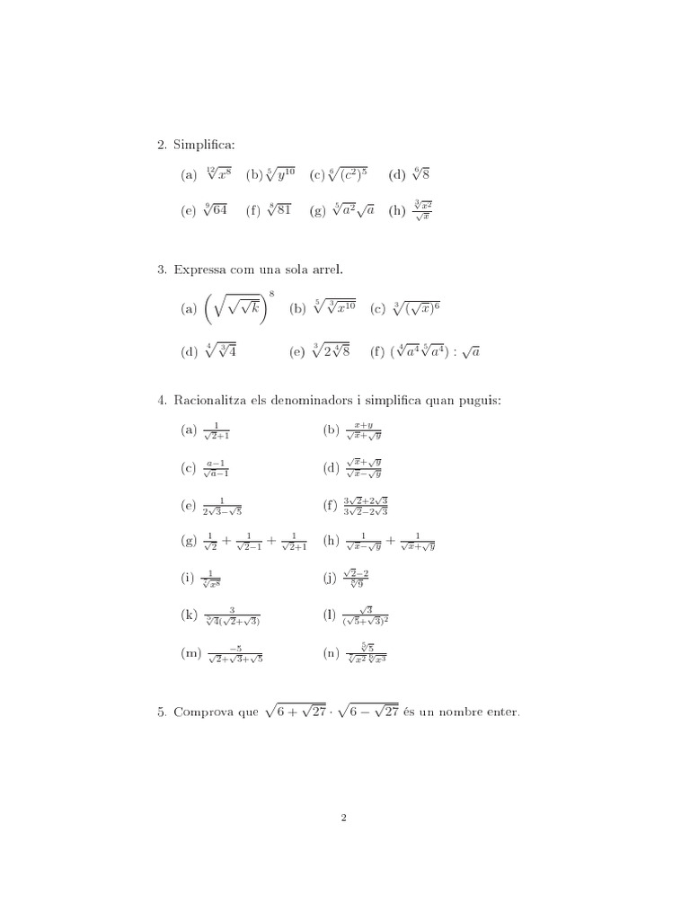 Exercicis 1r Batx Radicals, Logaritmes | PDF