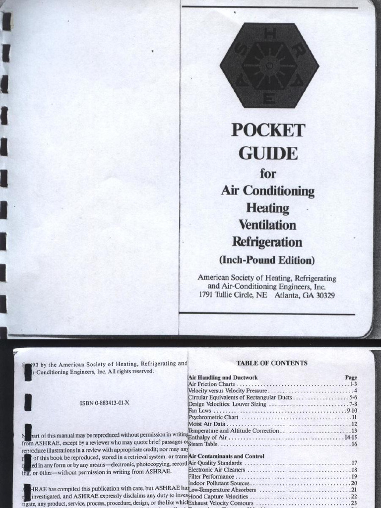 Ashrae Pocket Guide For Air Conditioning Hvac PDF Compress | PDF