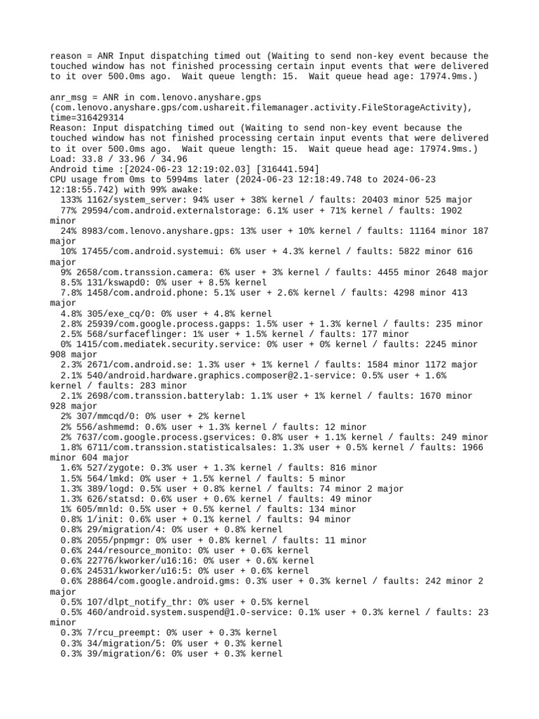 Android ANR Debug Report | PDF | System Software | Software