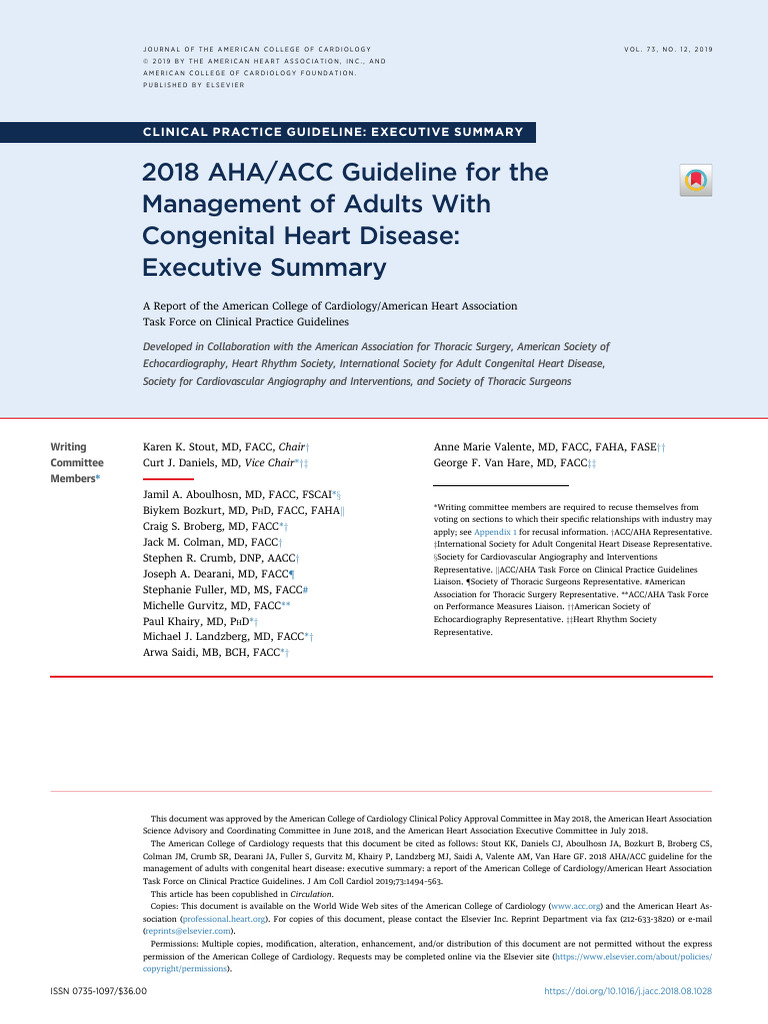 2018 AHA ACC Guideline For The Management of Adults With Co - 2019 ...