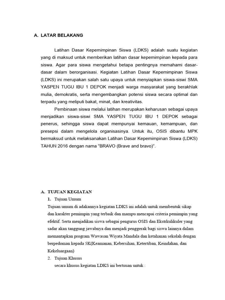 Proposal LDKS 2024 N6 Pakem | PDF | Pengembangan Diri
