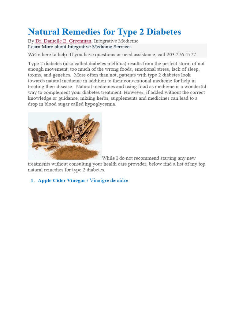 Natural Remedies For Type 2 Diabetes | PDF | Diabetes | Dietary Fiber