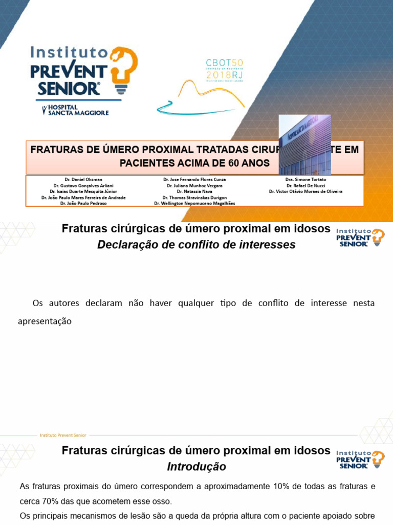 Epidemiologia Fraturas de Úmero - Cbot 2018 | PDF | Osteoporose | Hipertensão