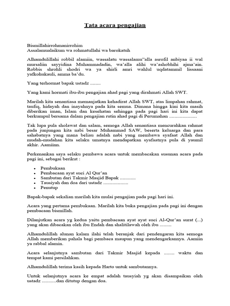 Tata Acara Pengajian (MC) | PDF