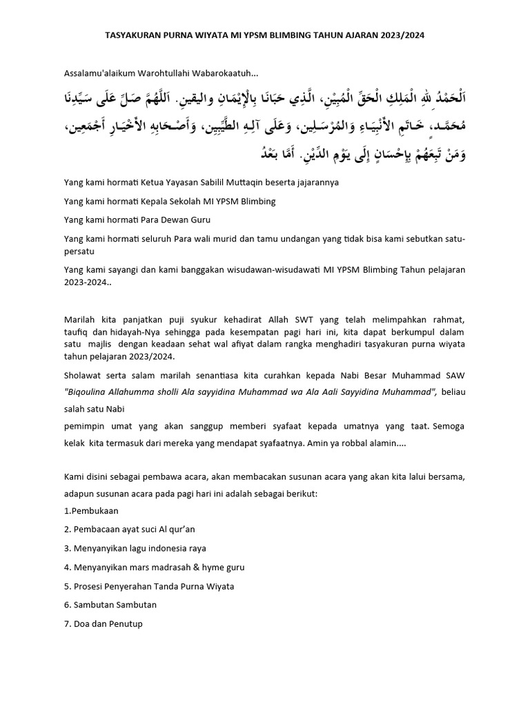 Teks MC Wisuda | PDF