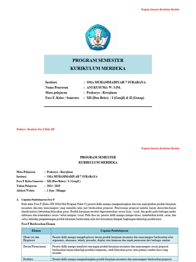 PROMES Kurikulum Merdeka | PDF