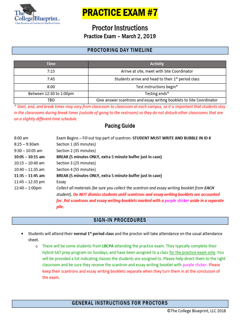 SAT Testing Day Procedures-Practice Exam | PDF | Sat | Calculator