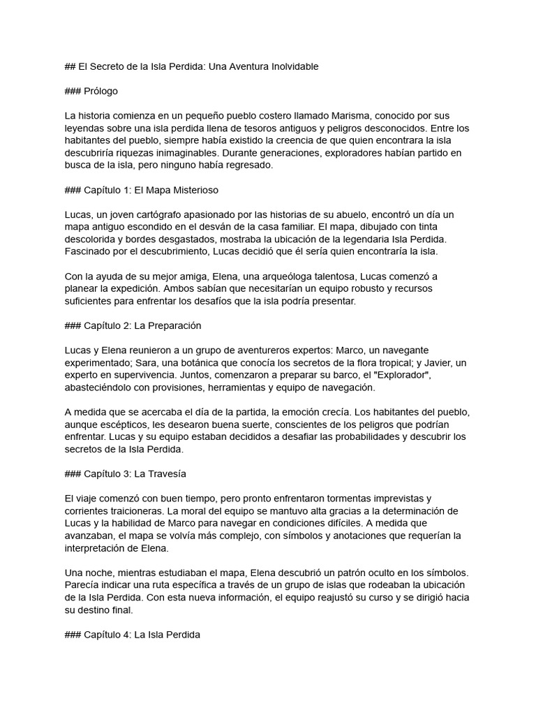 El Secreto de La Isla Perdida (Cuento Avance) | PDF | Mapa | Isla