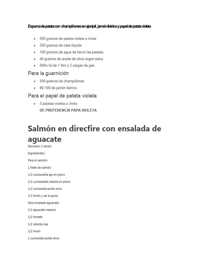 Recetas Gourmet con Patata y Salmón | PDF | ensalada | Aceite de oliva