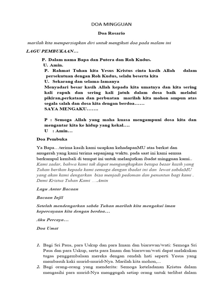 Doa Mingguan MRR | PDF | Kajian Bahasa Asing | Puisi