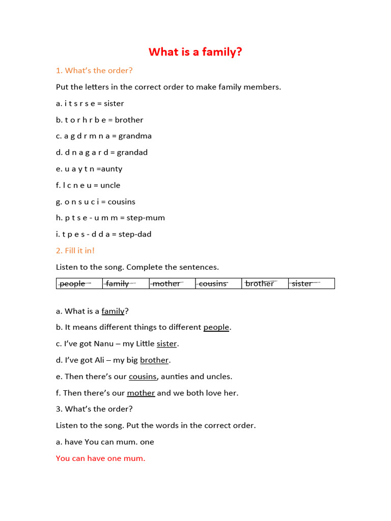 Activity English Practice Family 11.03.2022 | PDF | Language Arts ...