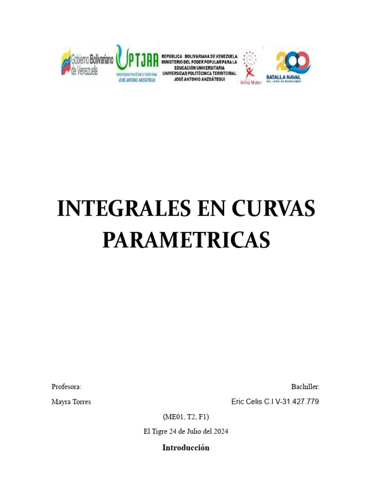Integrales en Curvas Parametricas | PDF | Integral | Curva