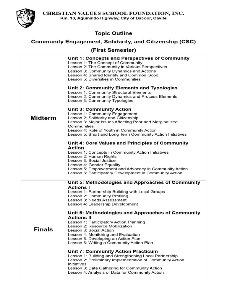 Community Engagement Course Outline | PDF | Community | Evaluation