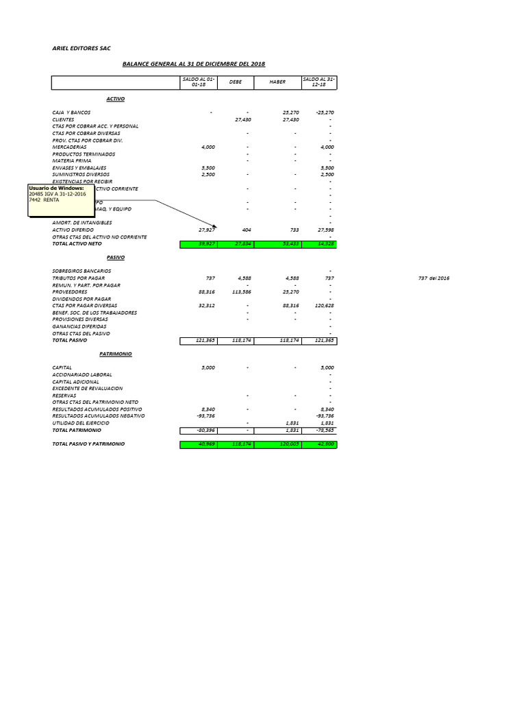 ARIEL EDITORES SAC EEFF 2018 | PDF | Hoja de balance | Negocios económicos