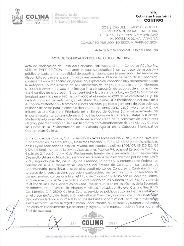 ACTA DE NOTIFICACION DE FALLO PAPP-001-2024 | PDF