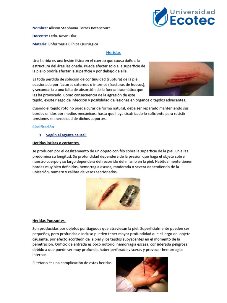 Heridas | PDF | Herida | Especialidades Medicas