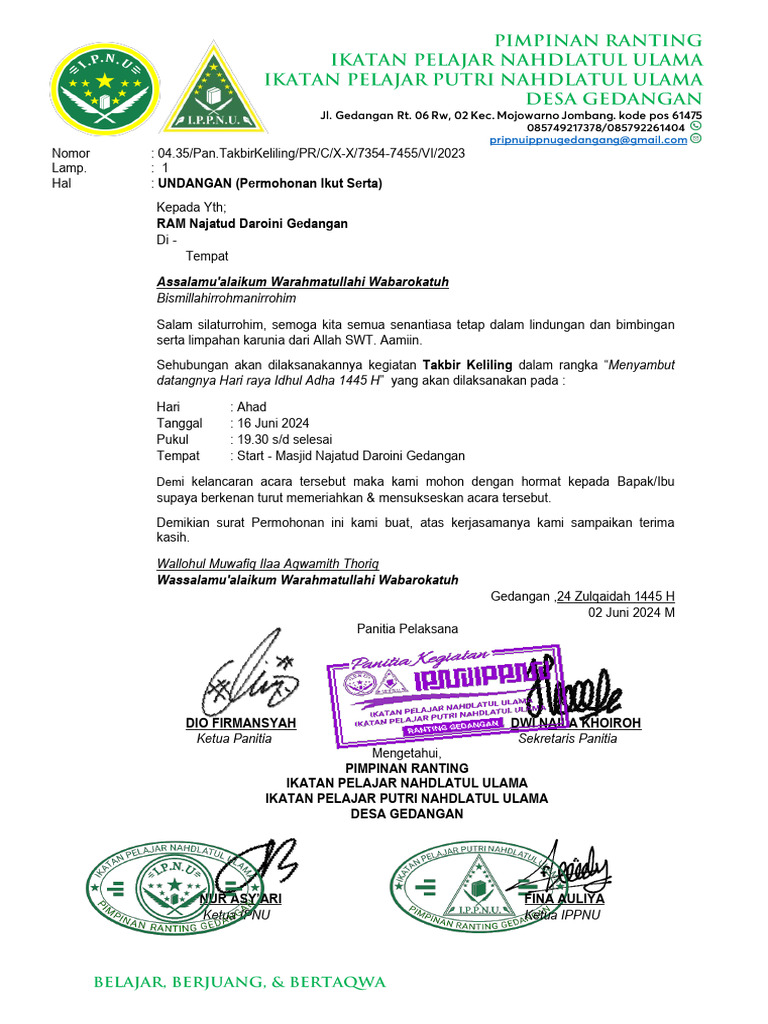 Undangan Lembaga Takbir Keliling | PDF