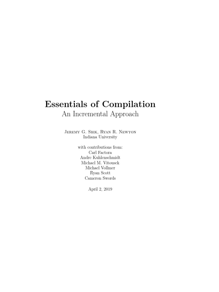Essentials of Compilation | PDF | Computer Program | Programming