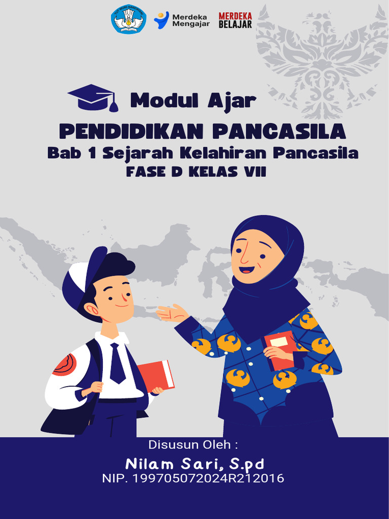 Biru Ilustrasi Sampul Buku Modul Pembelajaran Pendidikan Pancasila | PDF