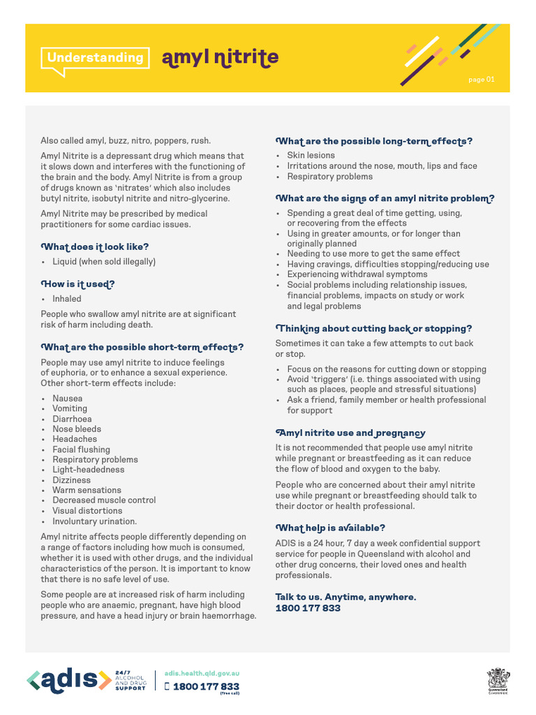 Amyl Nitrite Fact Sheet v2 | PDF | Clinical Medicine | Medical Specialties