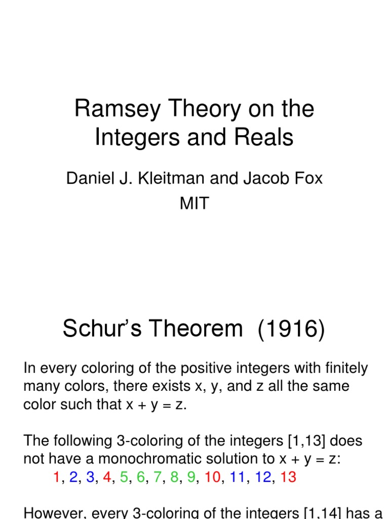 Ramsey Theory Presentation | PDF | Logic | Mathematical Logic