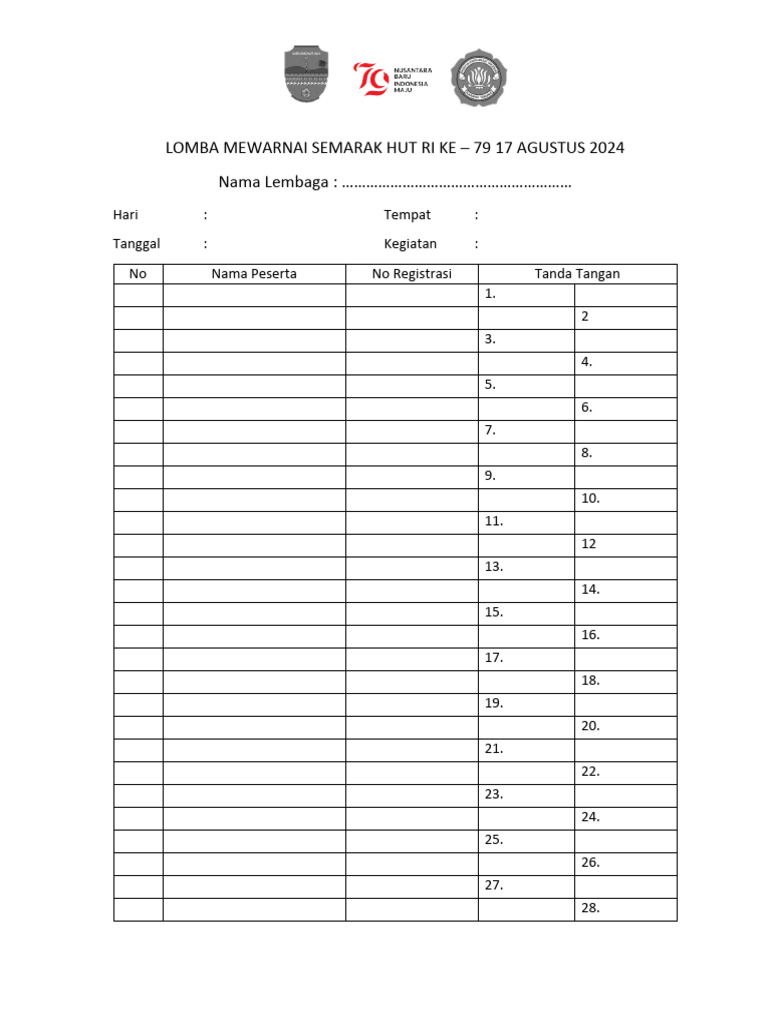 Registrasi Lomba Mewarnai | PDF