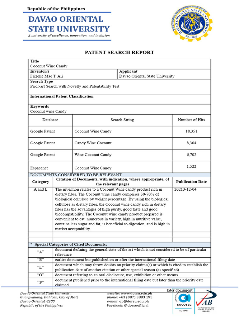 Ali Patent-Search-Report-Format | PDF | Prior Art | Glossary Of Patent ...