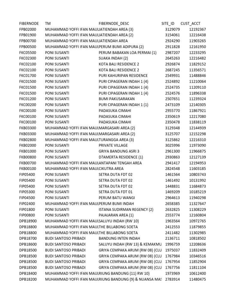 Fiber Node Customer Data | PDF | Sports & Recreation