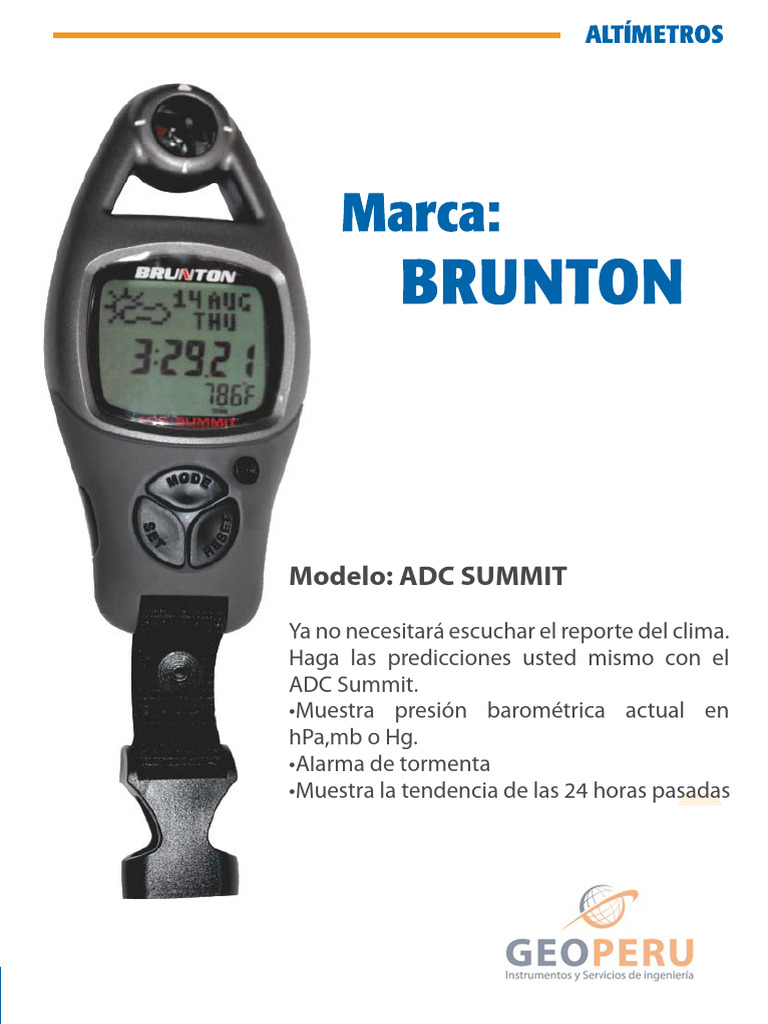 Altímetro Digital BRUNTON ADC Summit | PDF