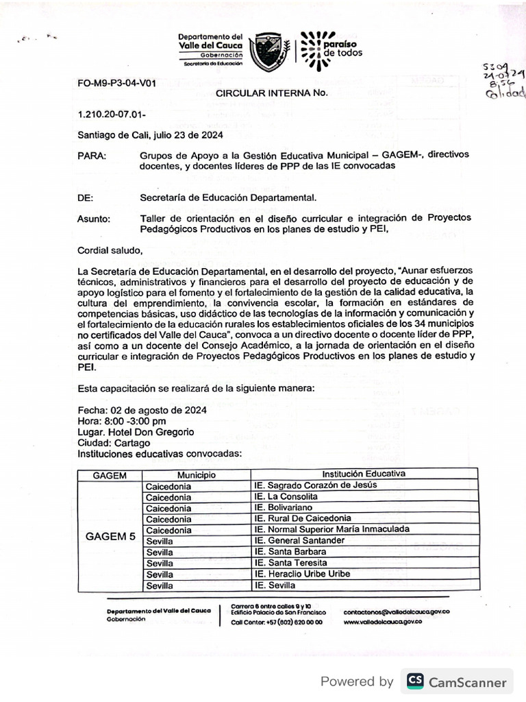 Circular Taller de Orientación PEI | PDF