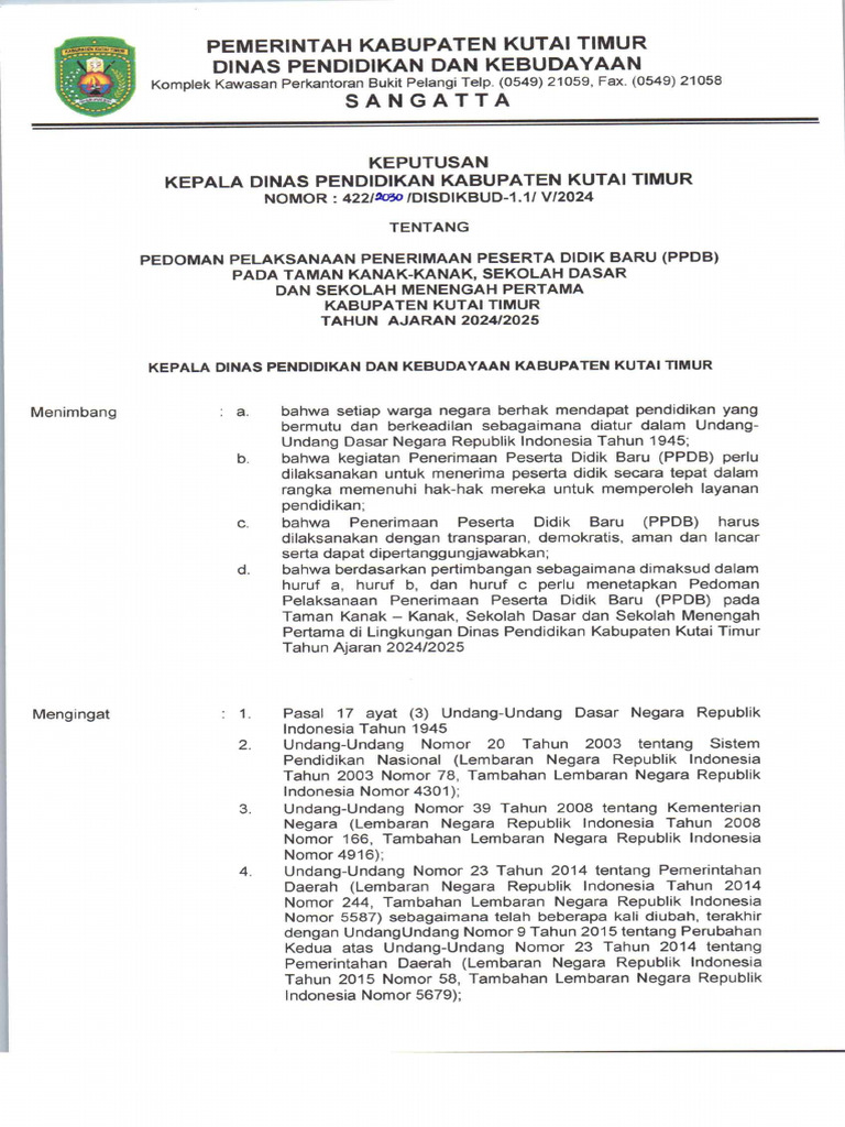 SK PPDB Tahun Ta. 2024 2025 | PDF