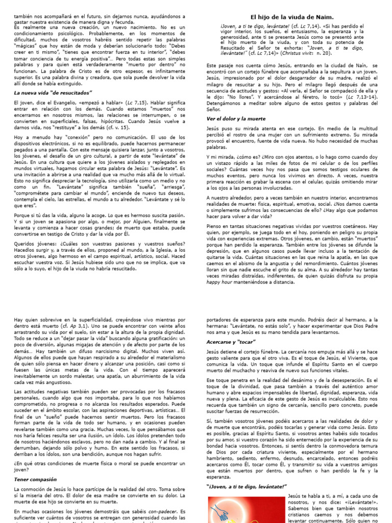 El Hijo de La Viuda de Naim | PDF | Jesús | Amor
